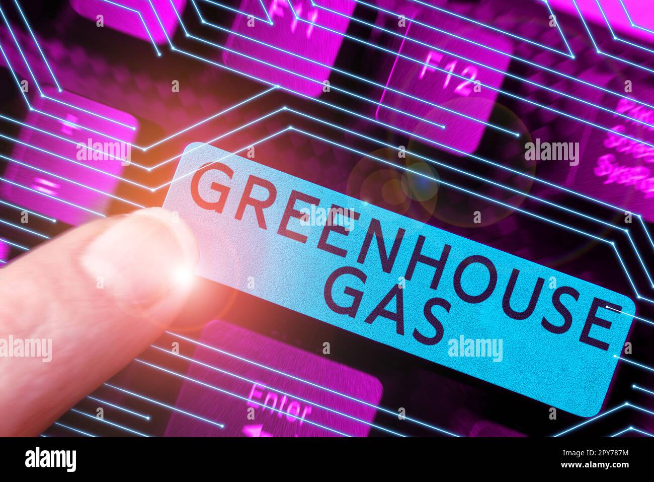 Conceptual caption Greenhouse Gas. Word Written on carbon dioxide ...