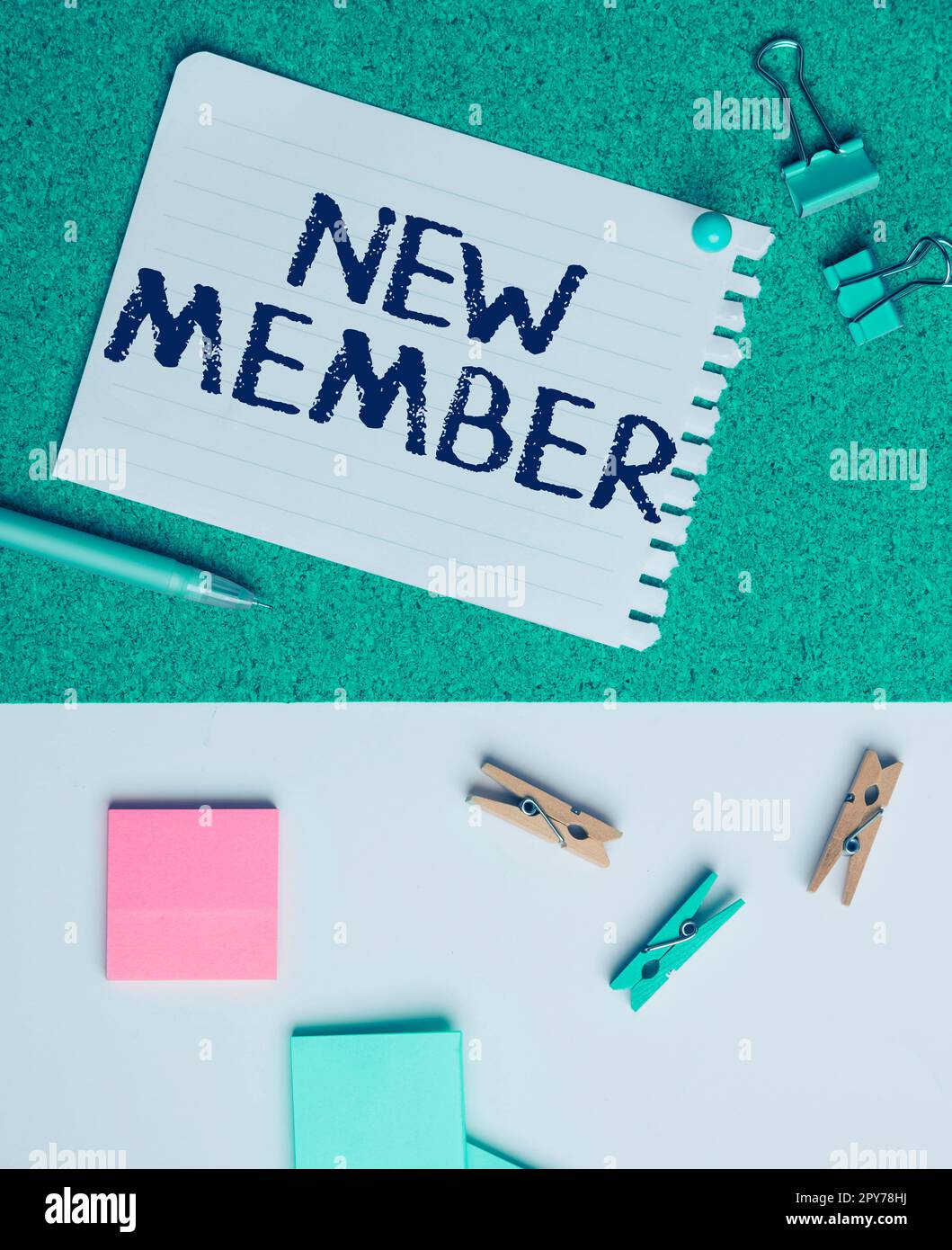 Sign displaying New Member. Business overview recruiting employee to ...