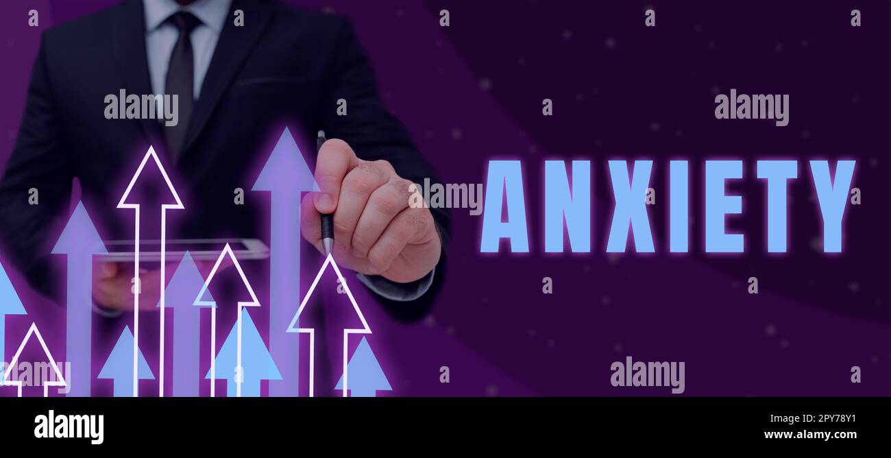 Text caption presenting Anxiety. Internet Concept Excessive uneasiness ...