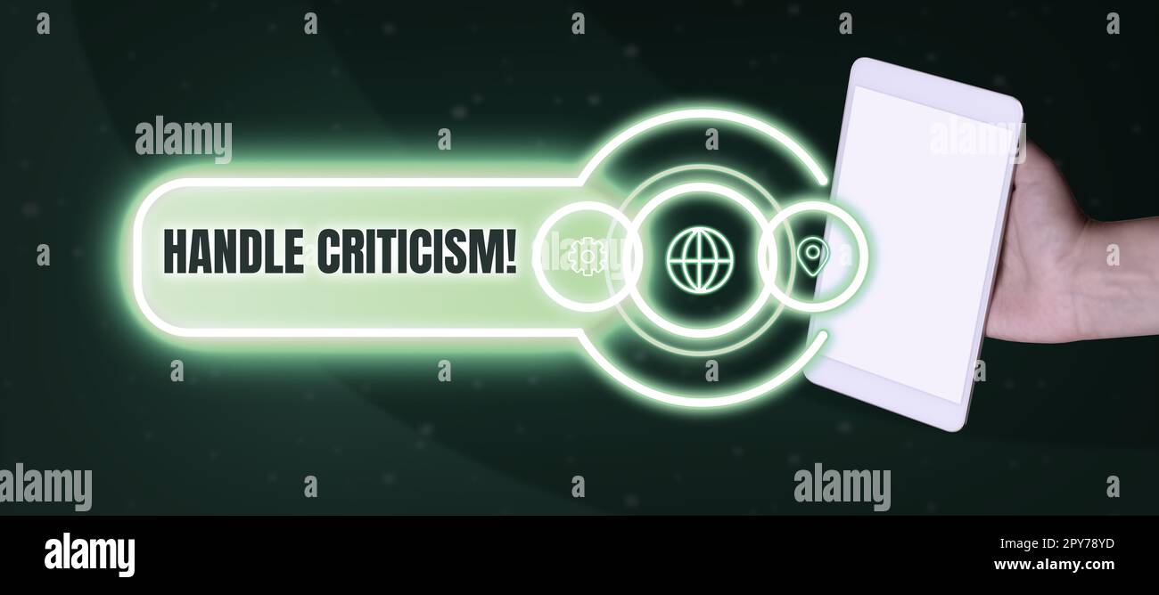 Conceptual display Handle Criticism. Business idea process of ...