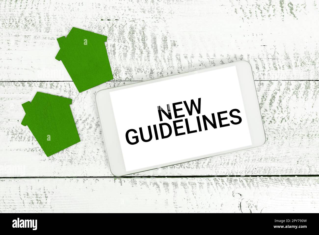 Text sign showing New Guidelines. Conceptual photo a new list of goals ...