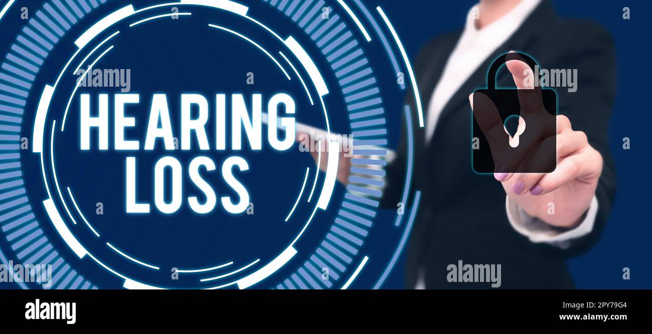 Sign displaying Hearing Loss. Concept meaning is partial or total ...
