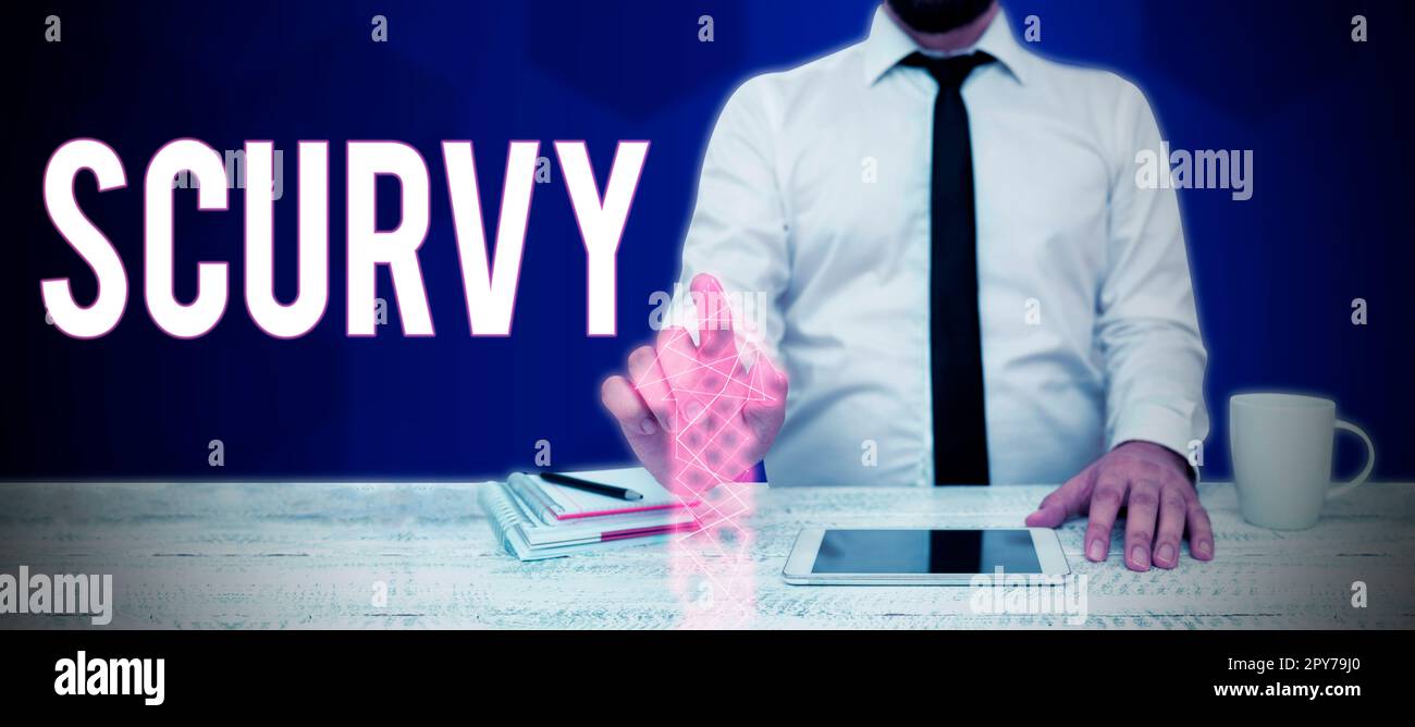 Inspiration showing sign Scurvy. Concept meaning disease caused by a ...