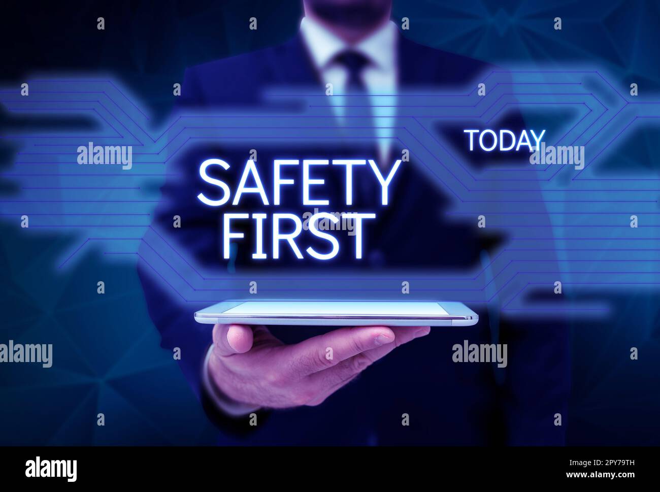 Conceptual caption Safety First. Word for Avoid any unnecessary risk ...