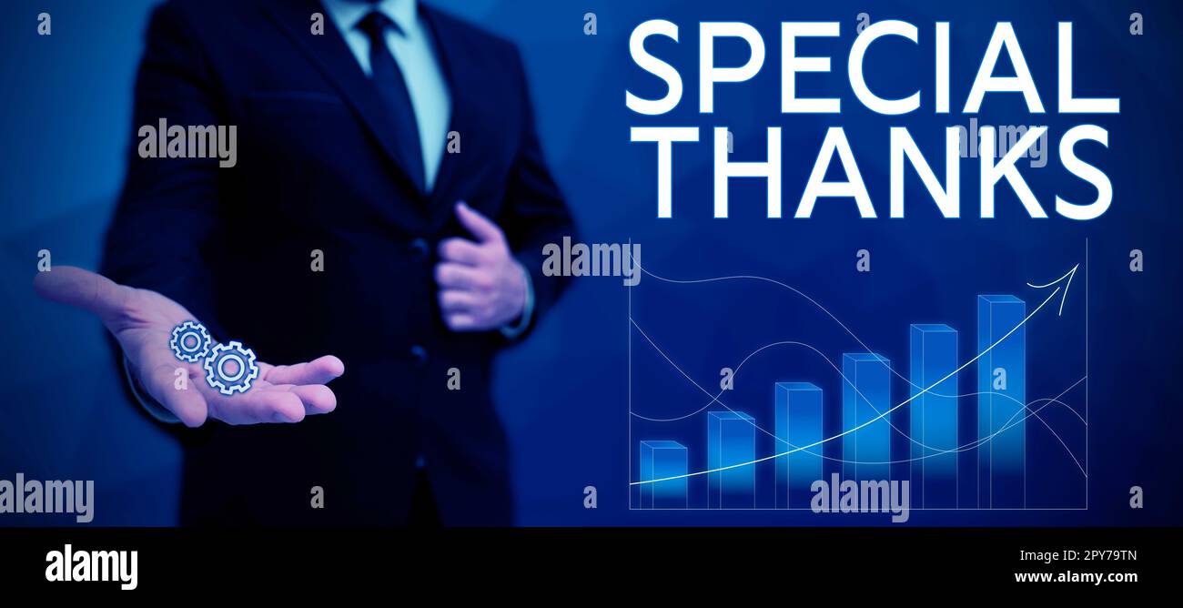 Handwriting text Special Thanks. Business showcase expression of ...