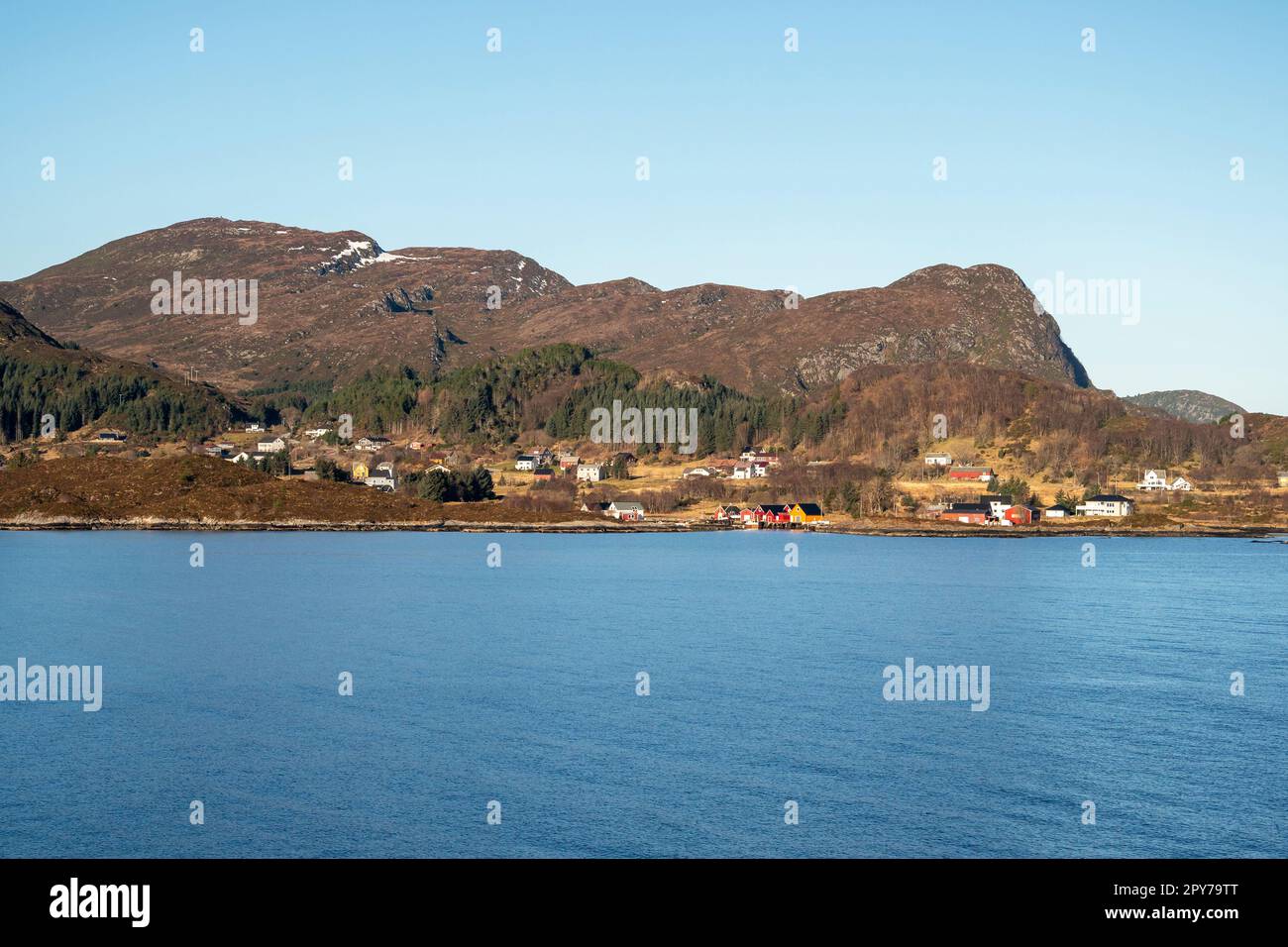 Community on the Norwegian coast seen from the sea Stock Photo - Alamy