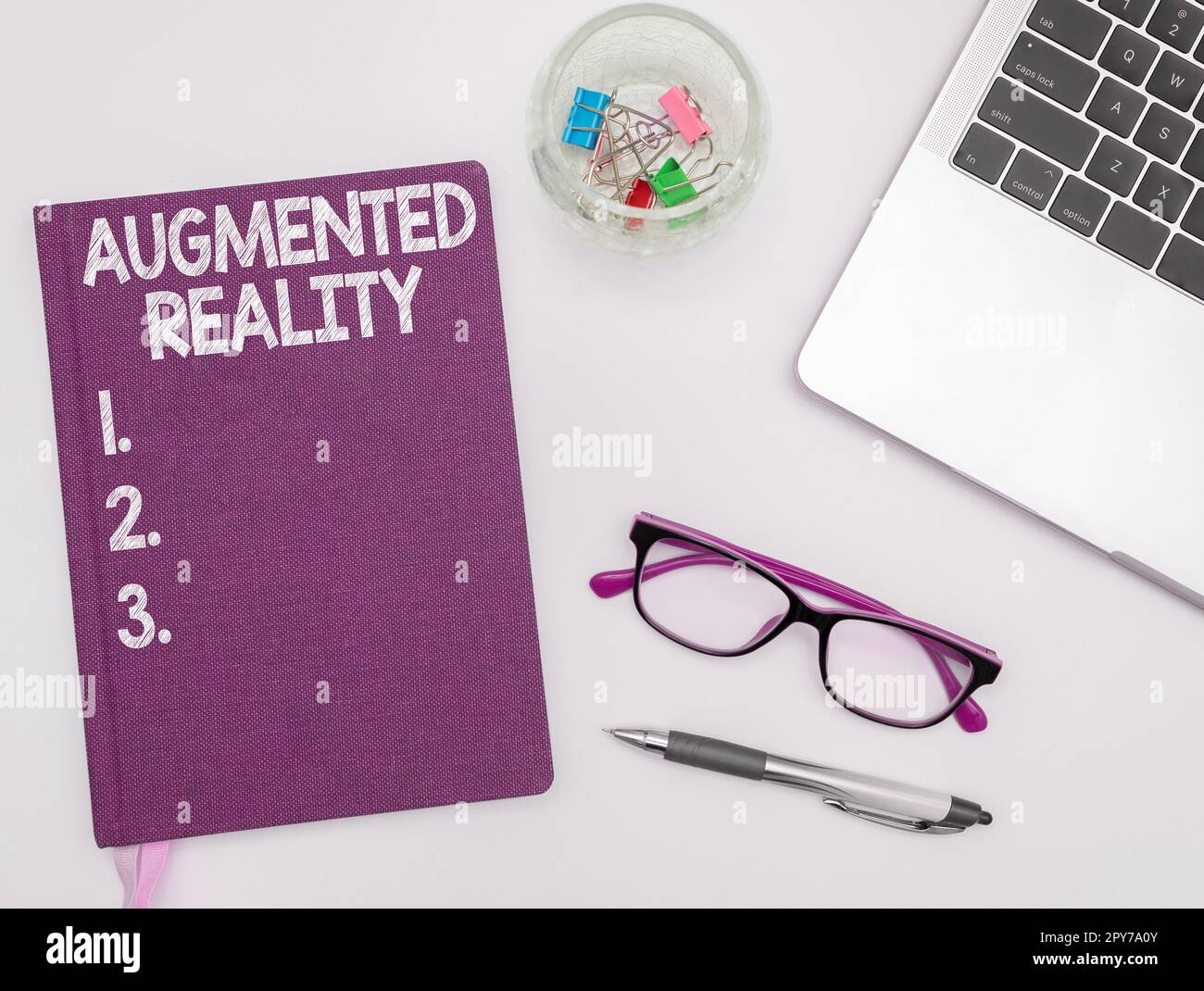 Handwriting text Augmented Reality. Conceptual photo technology that ...