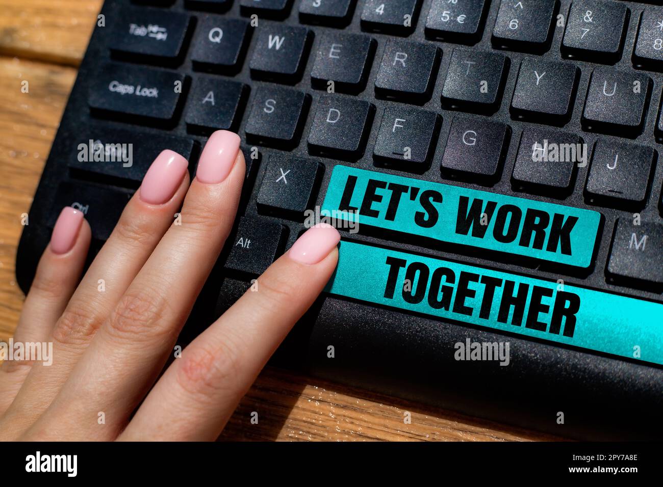 Conceptual caption Let's Work Together. Business idea Unite and Join ...