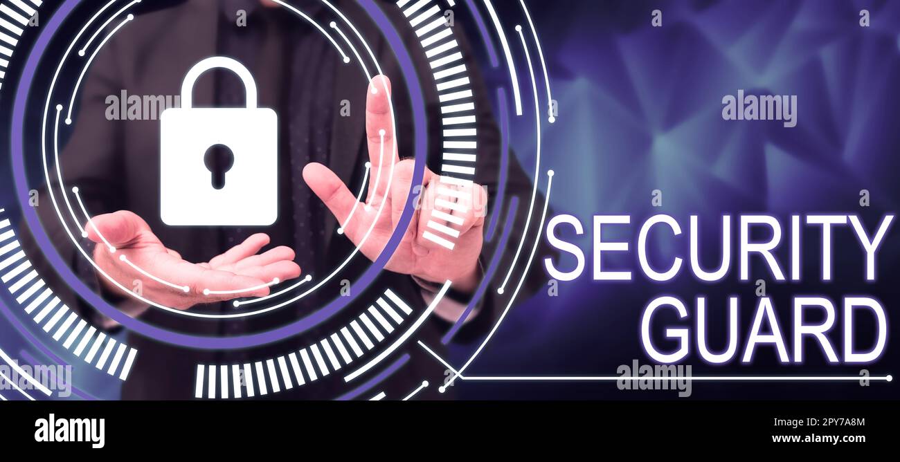 Sign displaying Security Guard. Conceptual photo tools used to manage ...