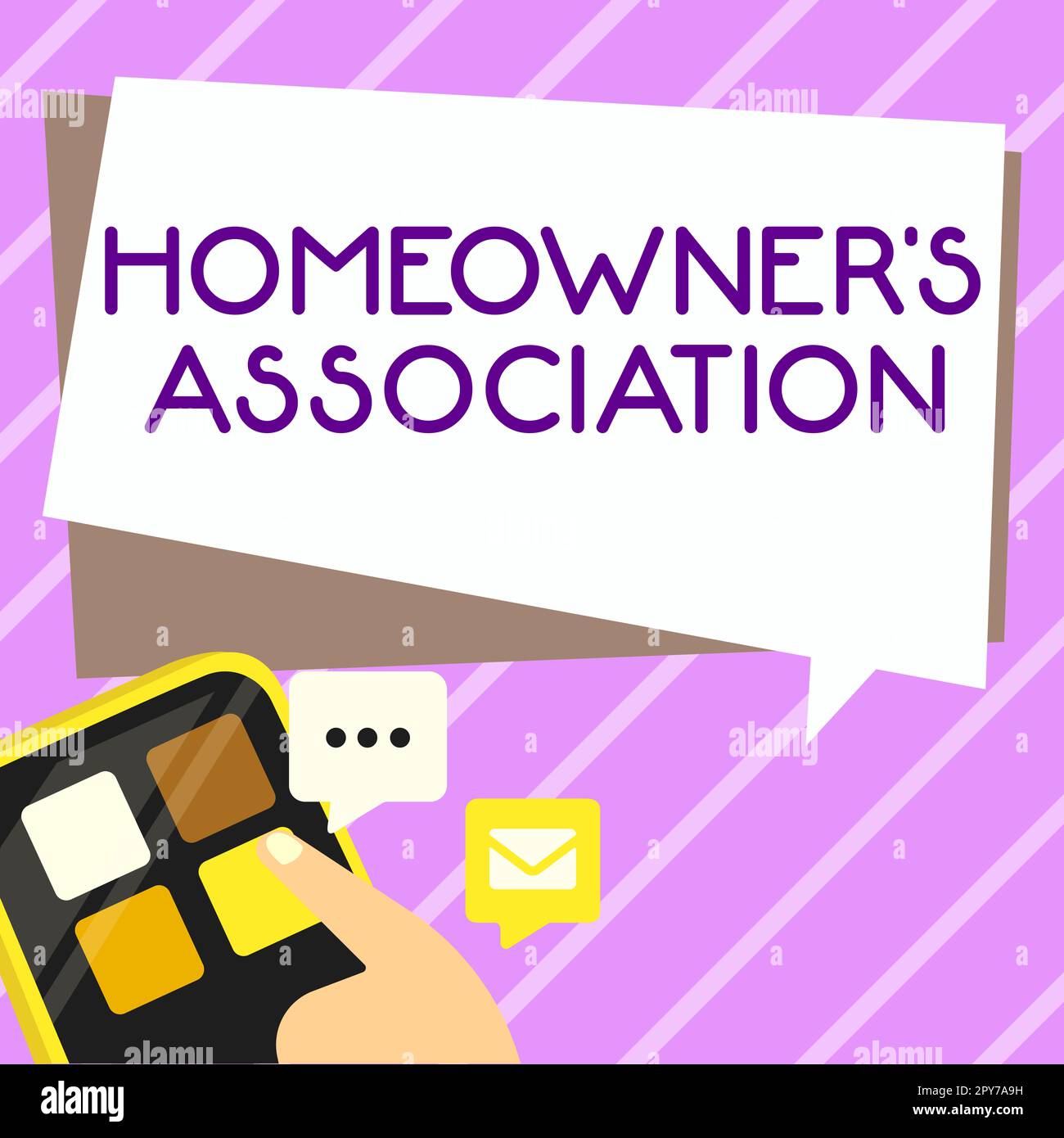 Text caption presenting Homeowner's Association. Word Written on Covers ...