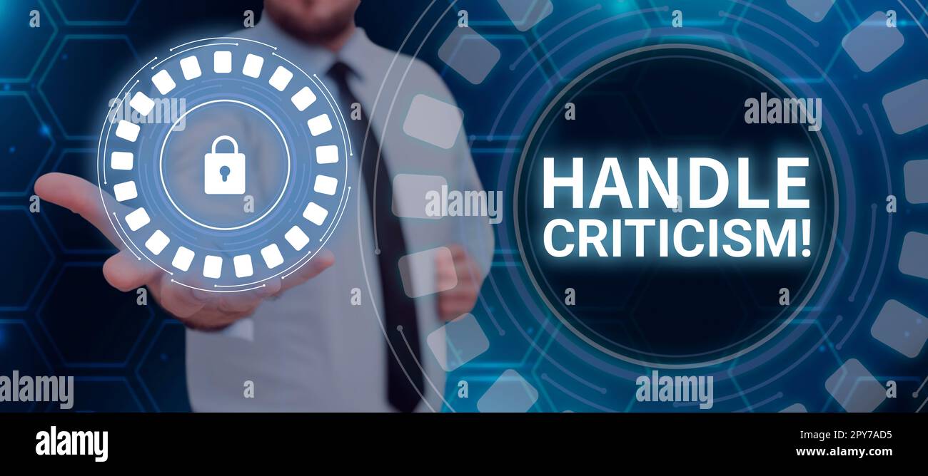 Text caption presenting Handle Criticism. Business idea process of ...