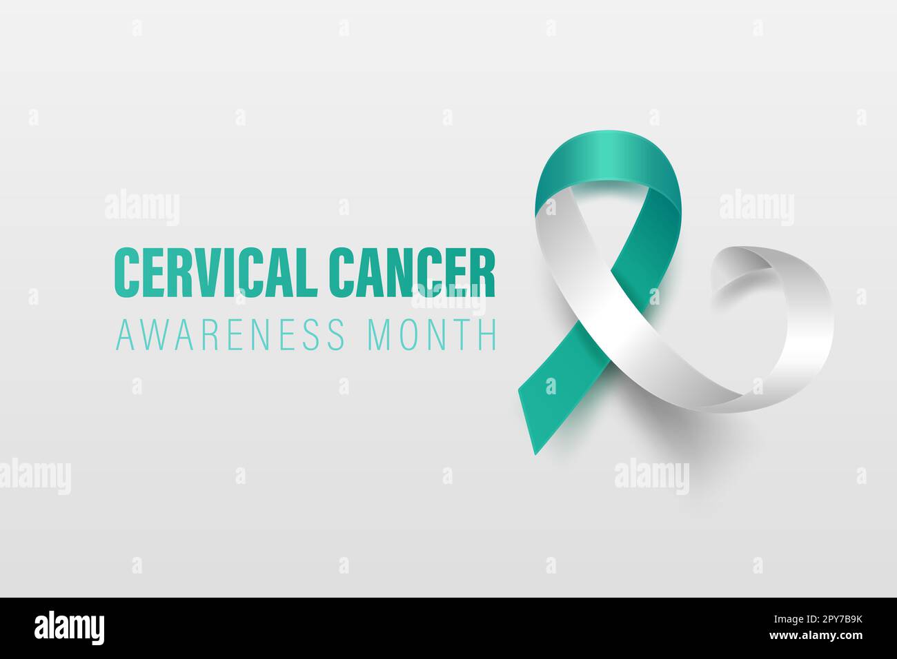 Cervical Cancer Banner, Card, Placard with Vector 3d Realistic Teal and ...