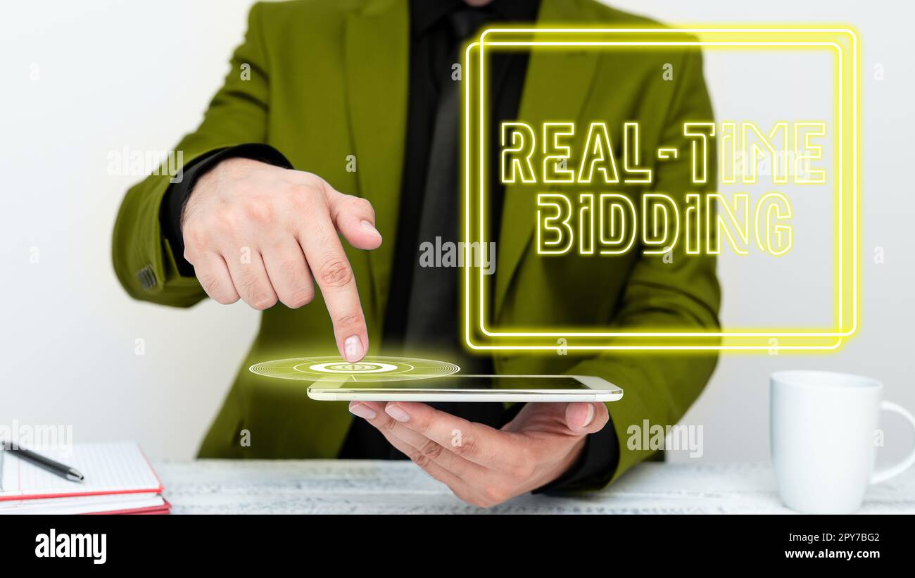Sign displaying Real Time Bidding. Word Written on Buy and sell ...