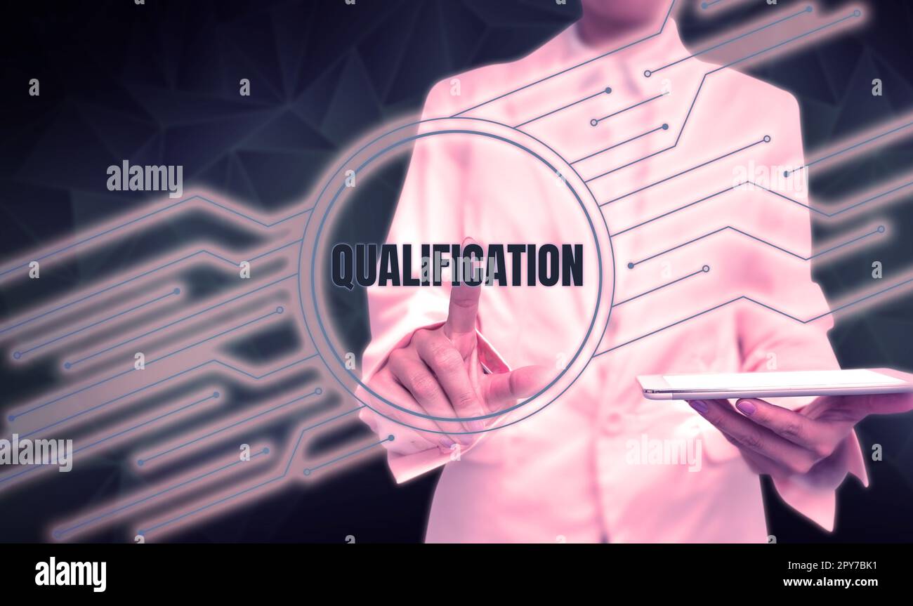 Hand writing sign Qualification. Conceptual photo Officially permission ...