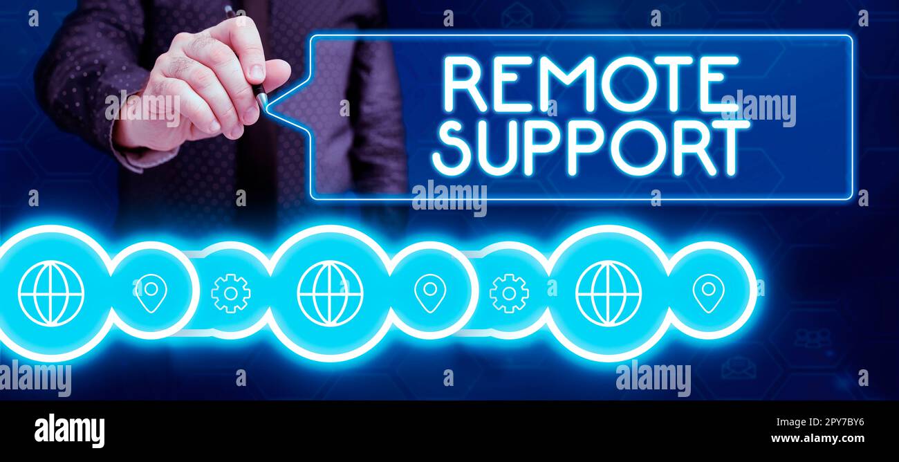Writing displaying text Remote Support. Business showcase help end ...