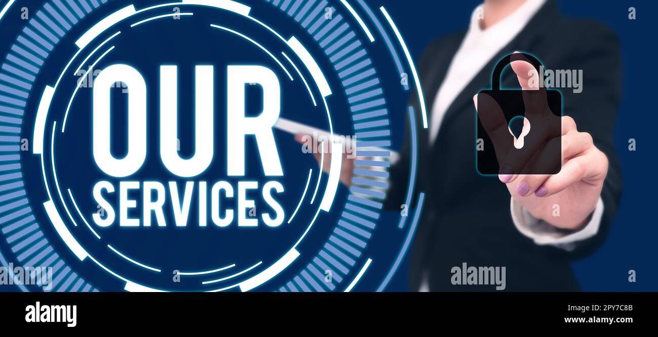 Inspiration showing sign Our Services. Internet Concept The occupation or function of serving ...