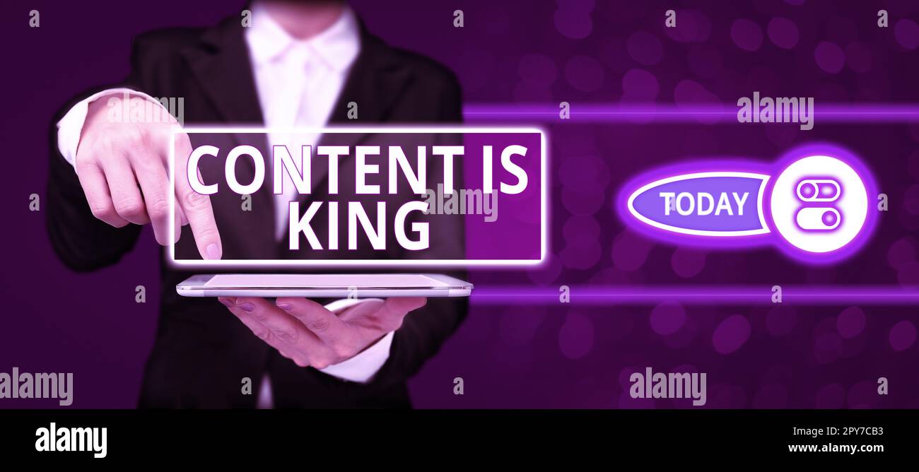 Hand writing sign Content Is King. Conceptual photo Content is the ...