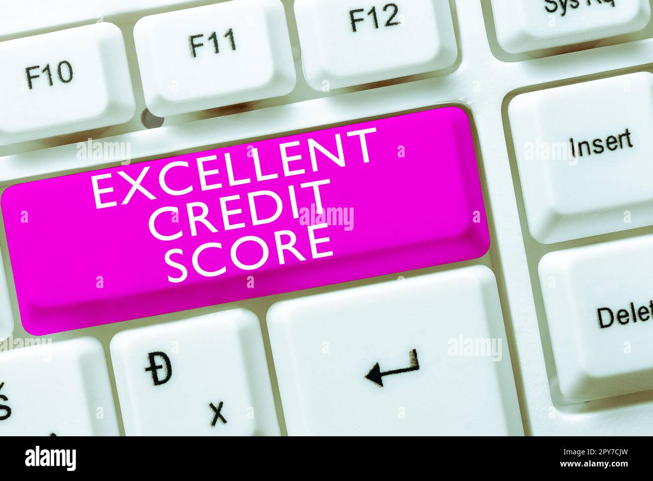 Hand writing sign Excellent Credit Score. Word for person's report of ...