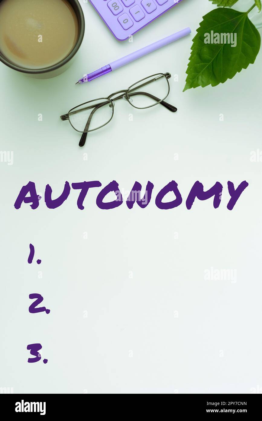 Text showing inspiration Autonomy. Business approach vehicle that can ...