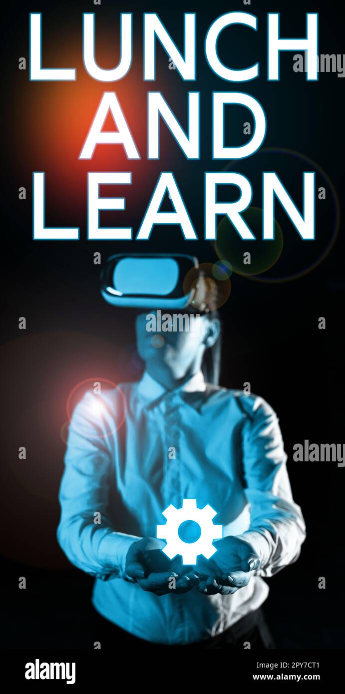 Conceptual caption Lunch And Learn. Word for Have meal and study ...