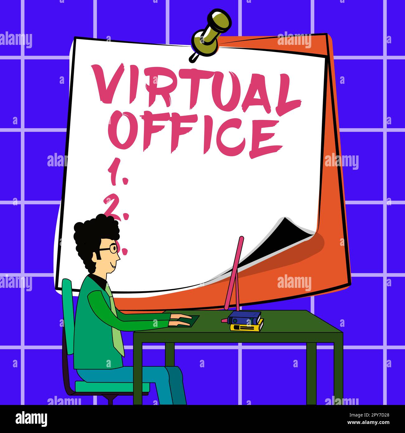 Writing displaying text Virtual Office. Word Written on Mobile work ...