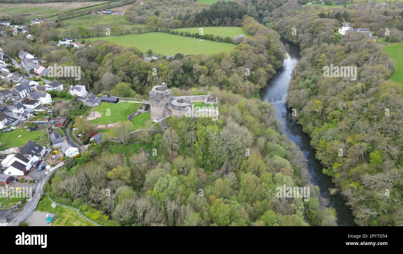 An aerial photograph of the Cilgerran Castle, situated in the ...
