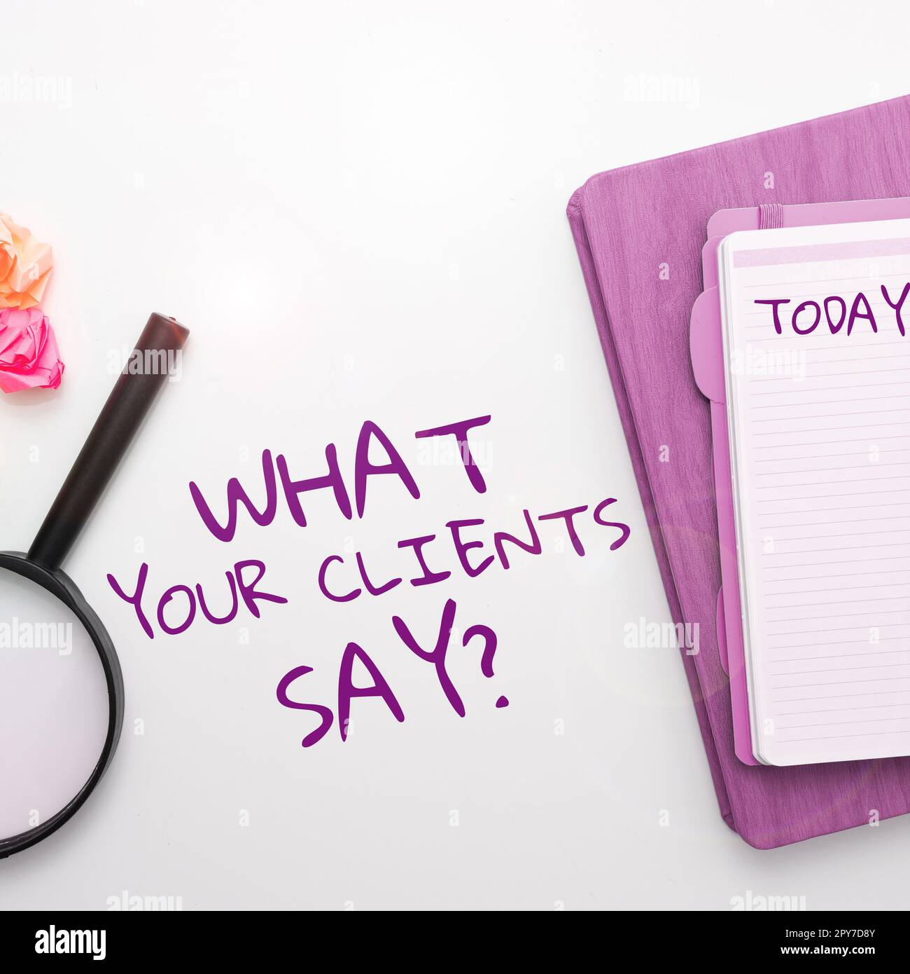 Conceptual caption What Your Clients Say. Business showcase expression ...