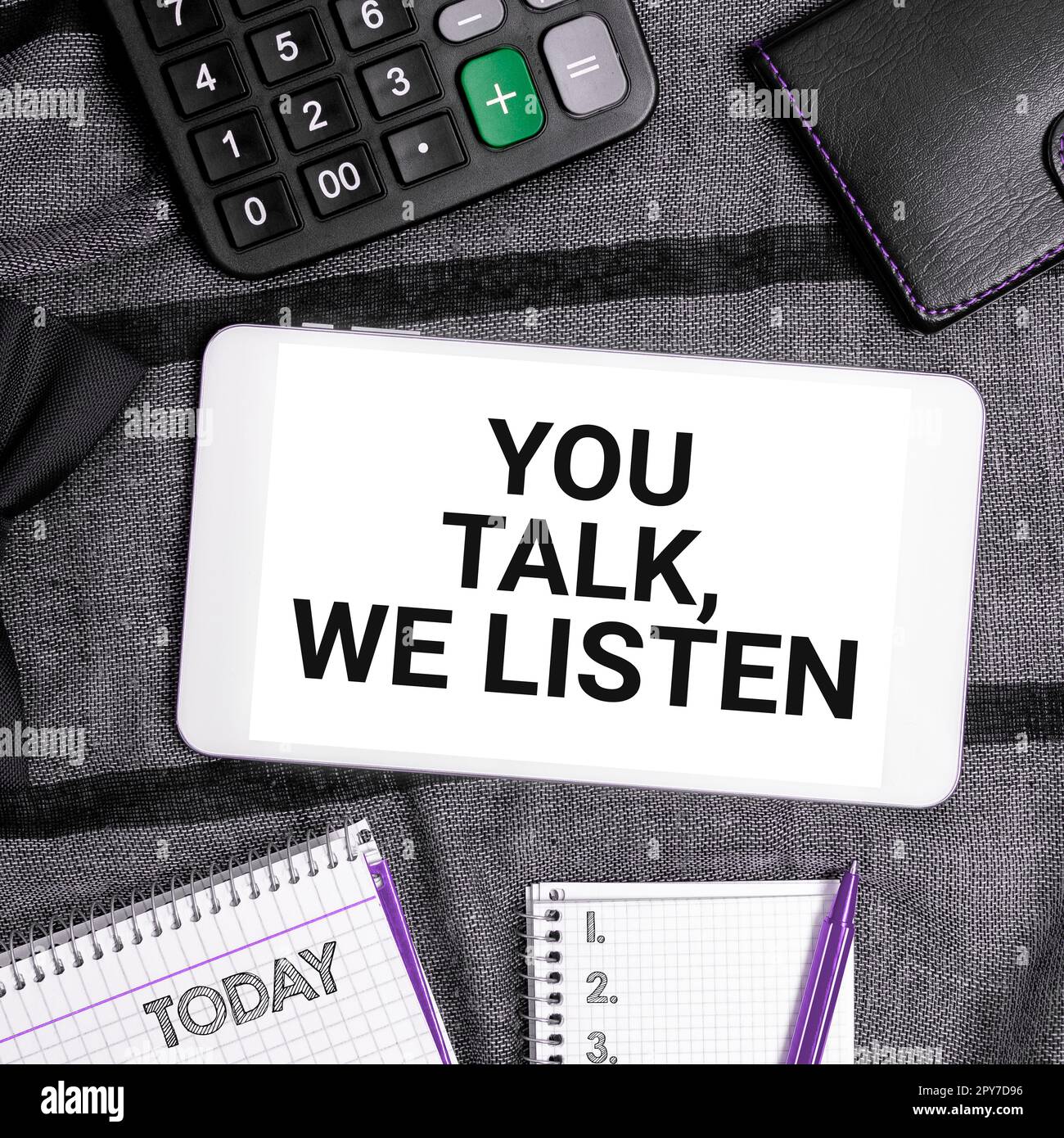 Text showing inspiration You Talk, We Listen. Concept meaning Two Way ...