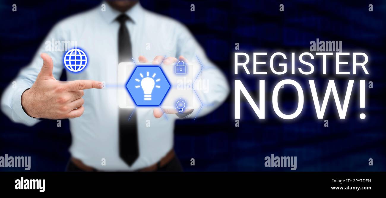 Text caption presenting Register Now. Business concept Name in an ... Text caption presenting Register Now. Business concept Name in an ...