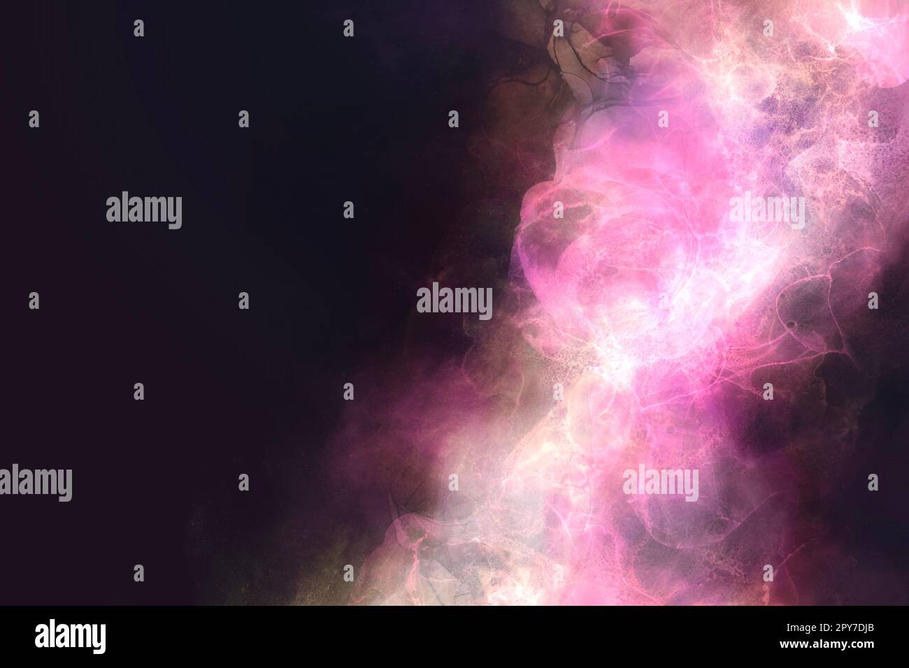 Dark template for space and energy concepts. Pink nebula. Glowing ...