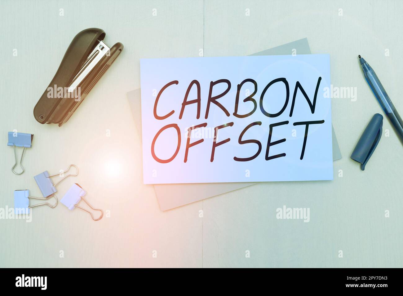 Handwriting text Carbon Offset. Word for Reduction in emissions of ...