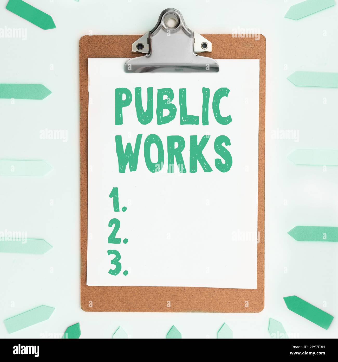 Hand writing sign Public Works. Concept meaning Describes the viewing ...
