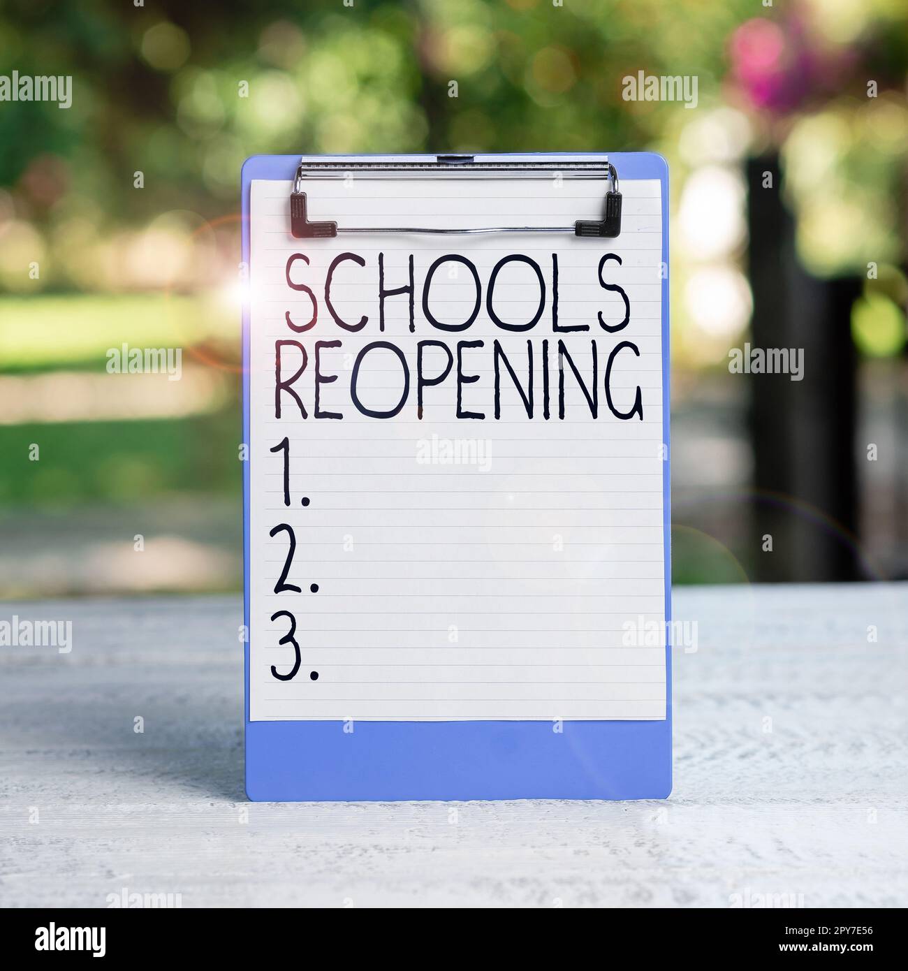 Text showing inspiration Schools Reopening. Concept meaning classes are ...
