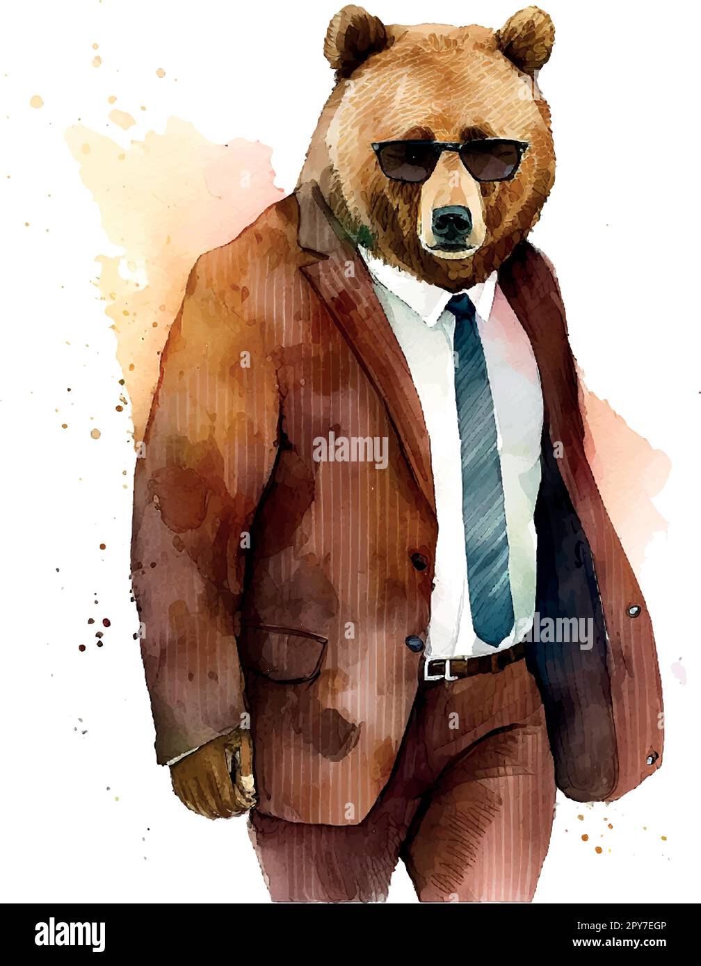 Brown bear suit fashion in cartoon style on white background. Cute ...
