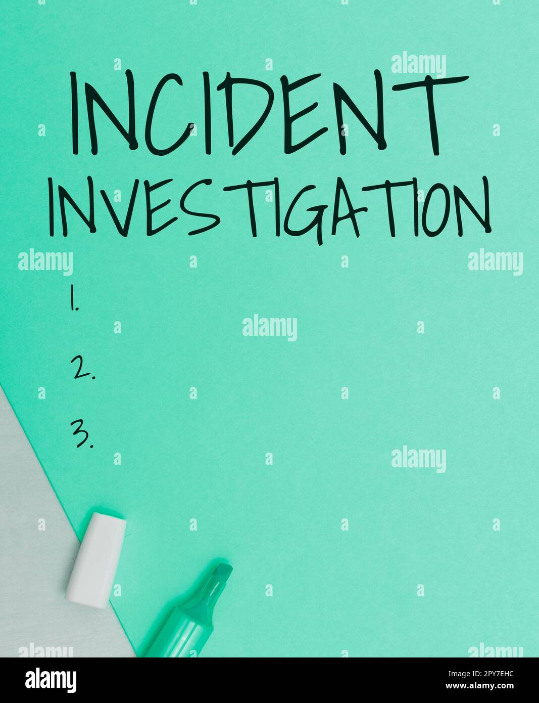 Hand writing sign Incident Investigation. Word Written on responsible ...