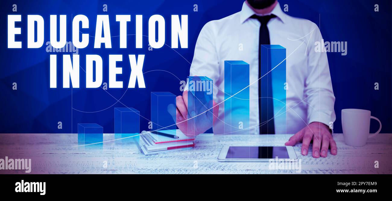Conceptual caption Education Index. Business showcase aiming to meet learning needs of all ...