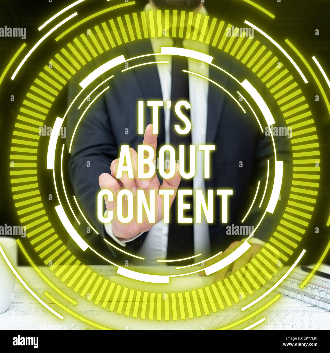 Text showing inspiration It's About Content. Word for crucial website ...