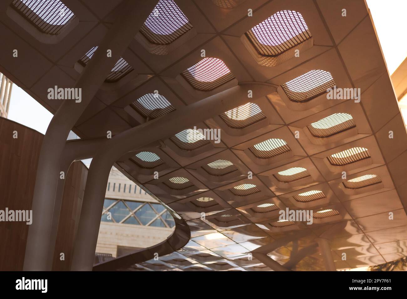 Metal canopy structure in the city Stock Photo - Alamy