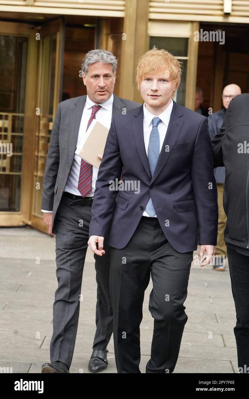 Ed Sheeran leaves Manhattan Federal Court with his lawyers , after ...