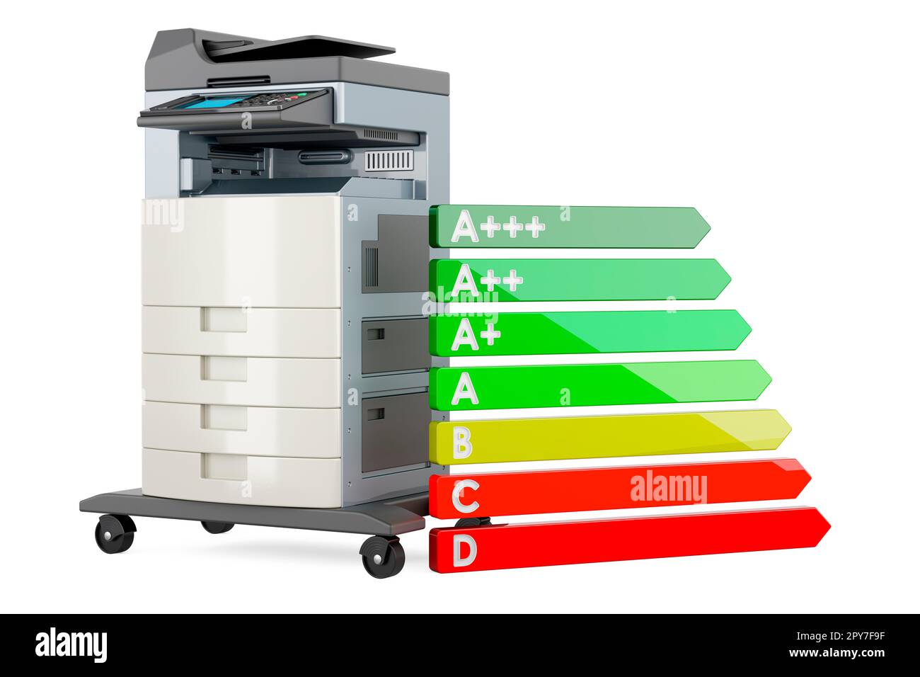 Office multifunction printer MFP with energy efficiency chart, 3D ...