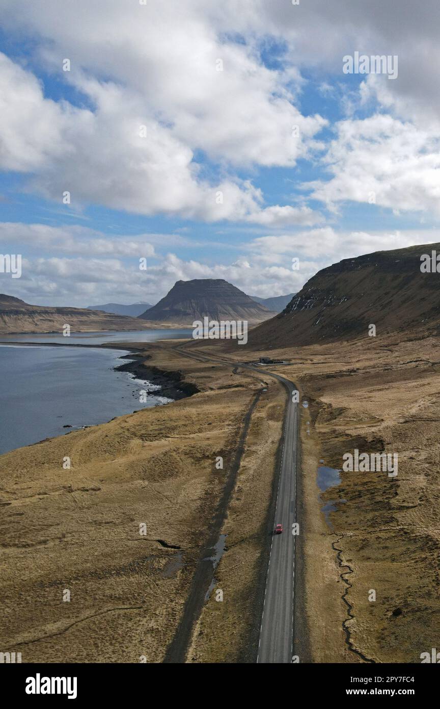 Snaefellsnes peninsula with road no. 54 in the west of Iceland Stock ...