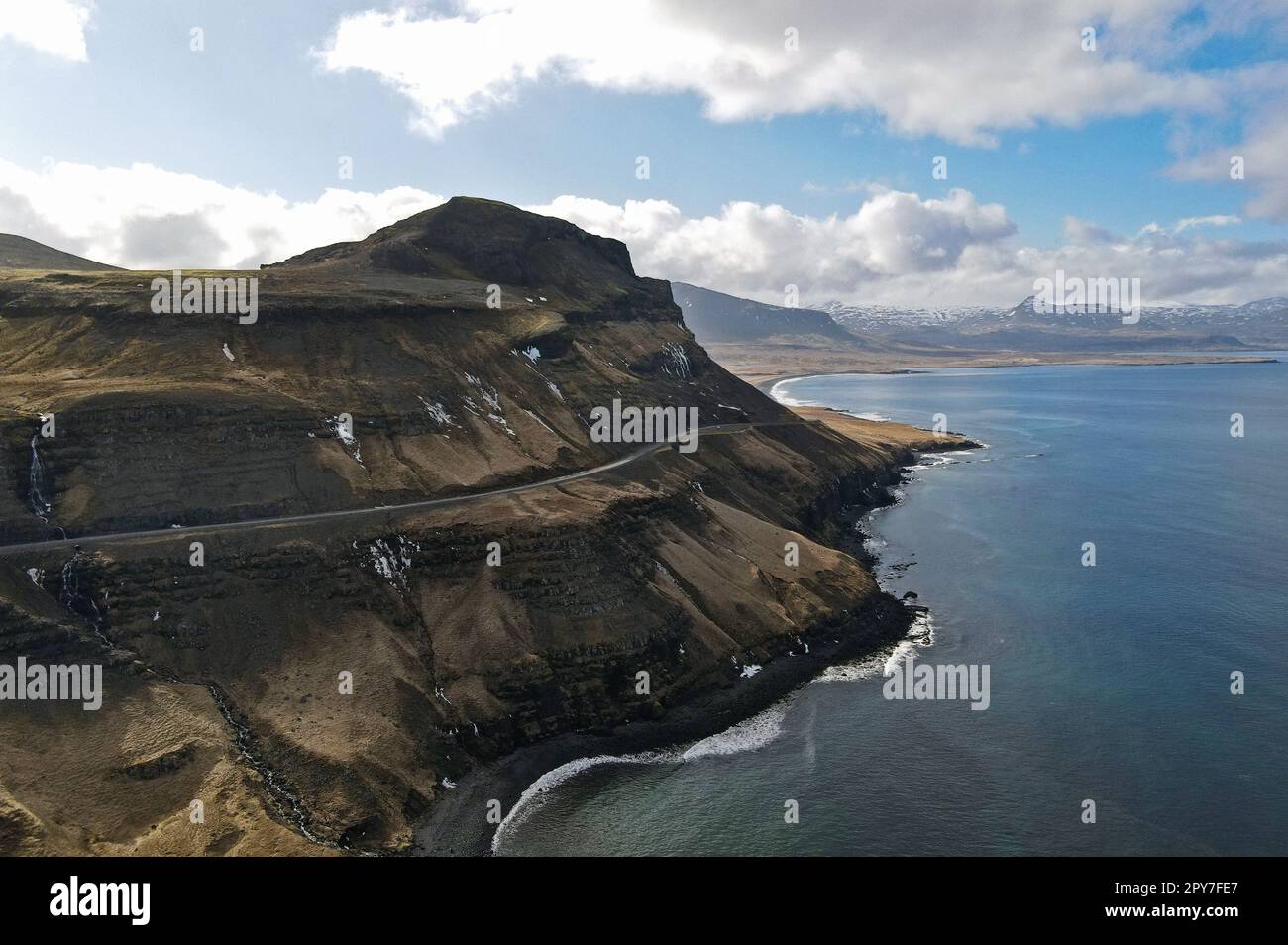 Snaefellsnes peninsula with road no. 54 in the west of Iceland Stock ...