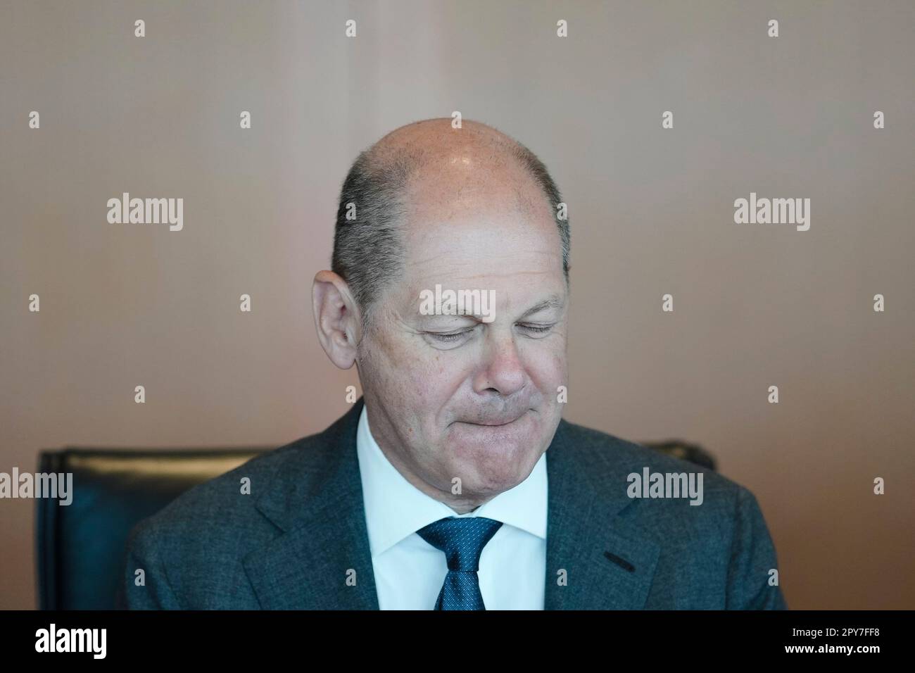 German Chancellor Olaf Scholz attends the weekly cabinet meeting of the ...
