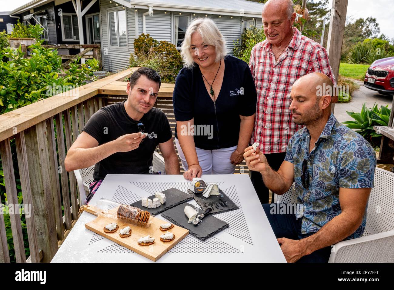 A Local Restaurant Chef and Owner Taste A Selection Of Goat's Cheeses ...