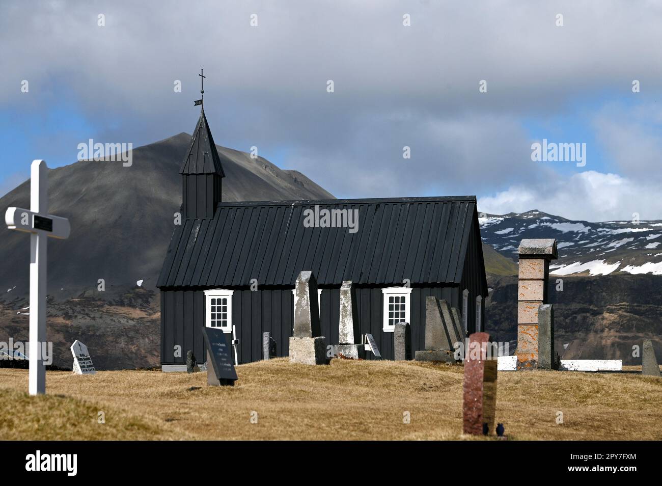 Black church of Budir on the Snaefellsnes peninsula in the west of ...