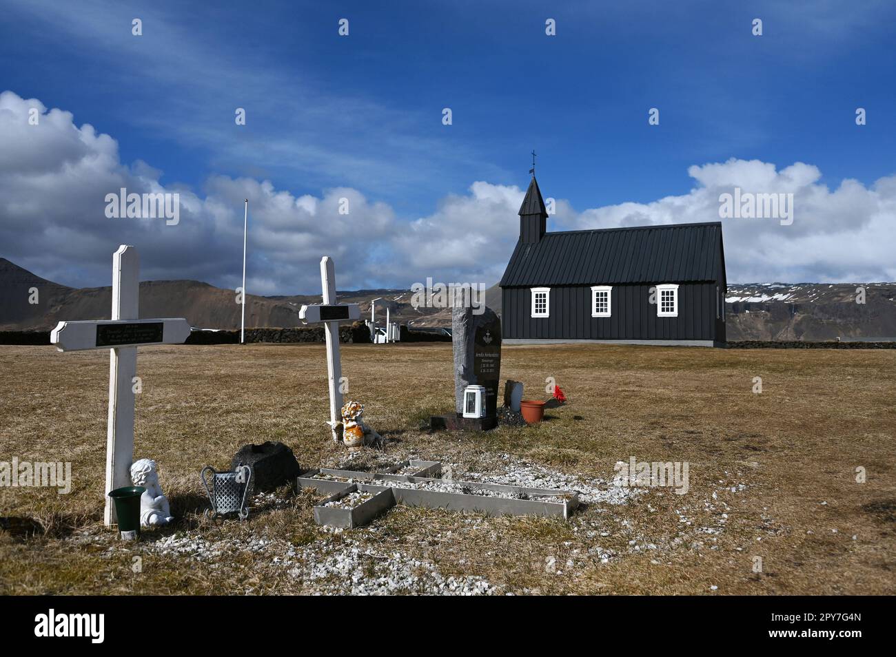 Black church of Budir on the Snaefellsnes peninsula in the west of ...