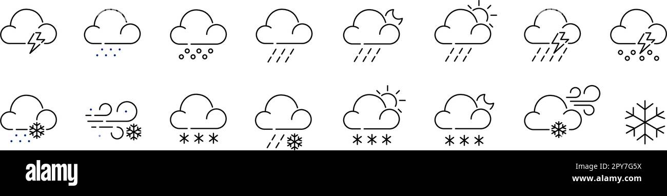 Precipitation weather forecast. Storm, snow, rain, drizzle and hail ...