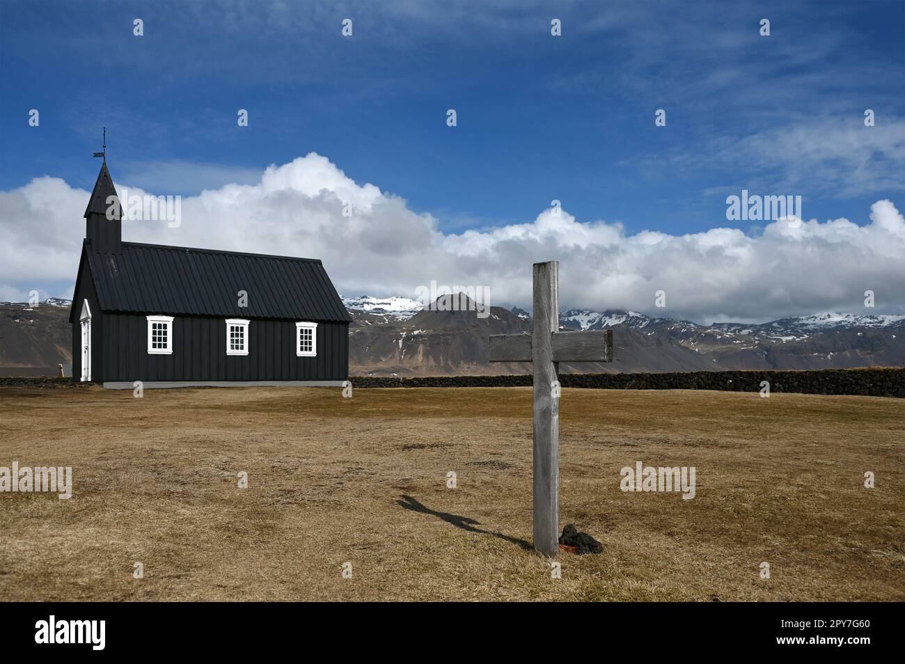 Black church of Budir on the Snaefellsnes peninsula in the west of ...