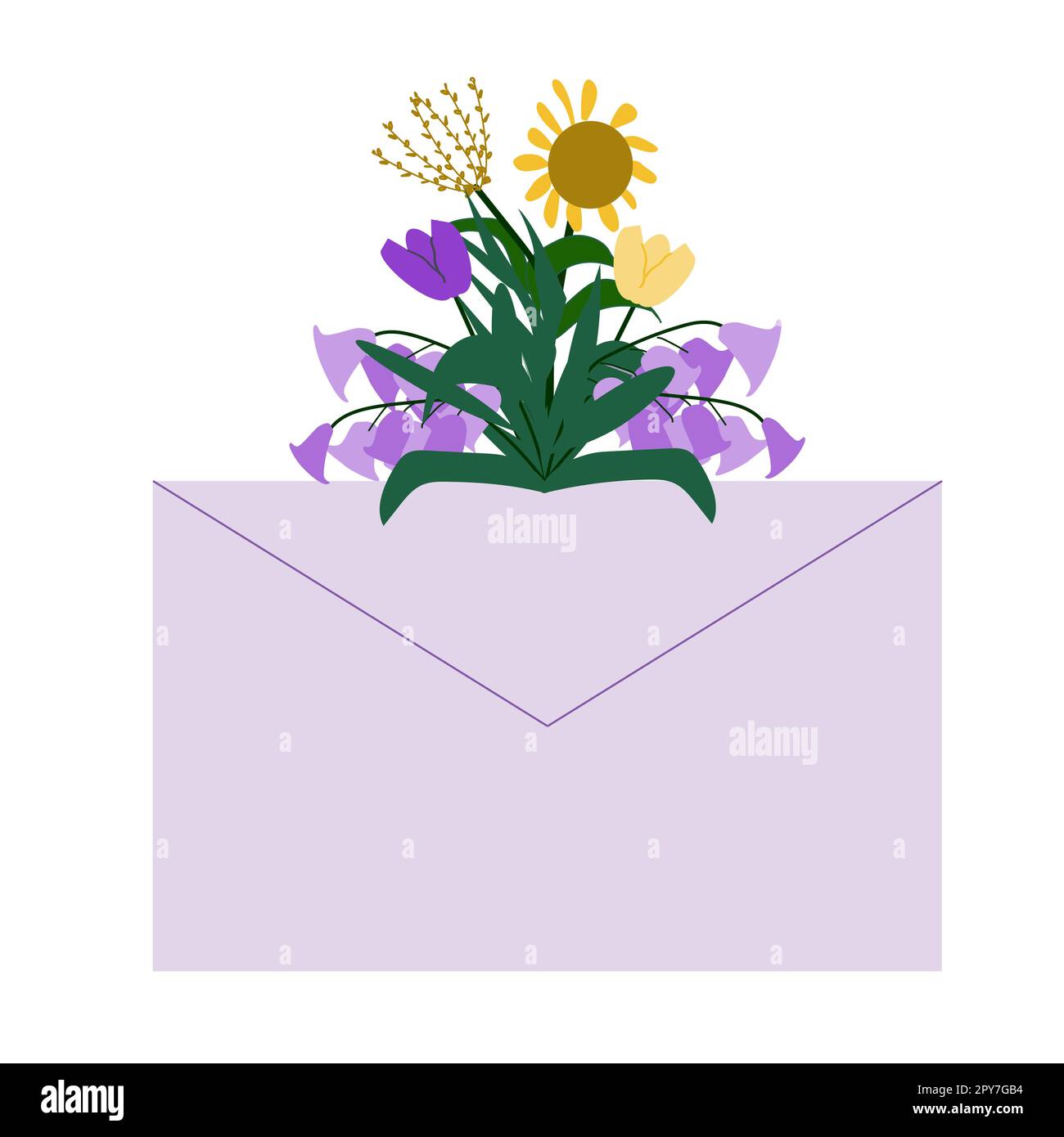 hand drawn envelope with summer and spring flowers Stock Vector Image ...