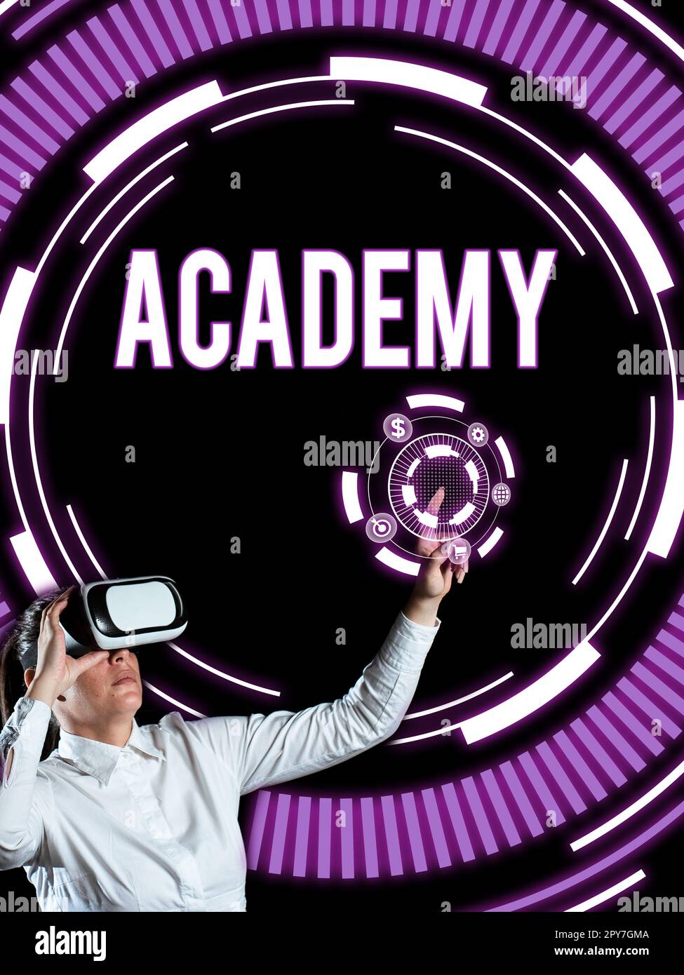 Hand writing sign Academy. Word for where students can go to receive ...